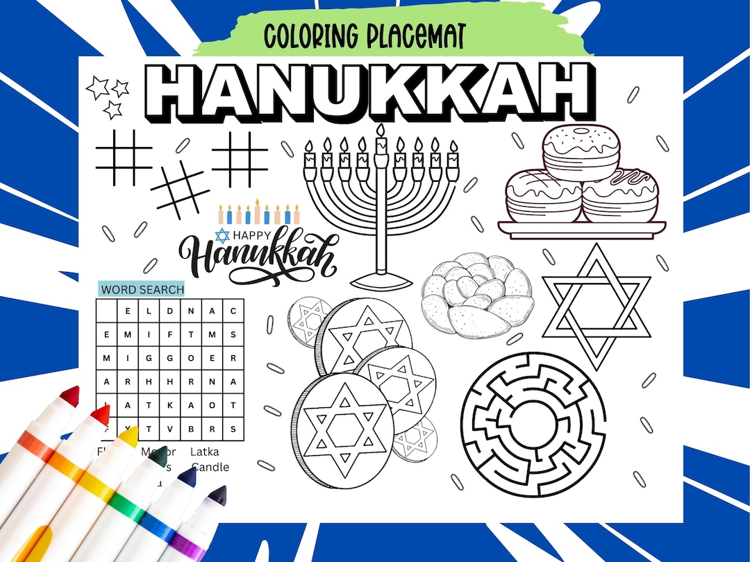Hanukkah Coloring Page Jewish Activity Pages for Kids Festive Hanukkah ...