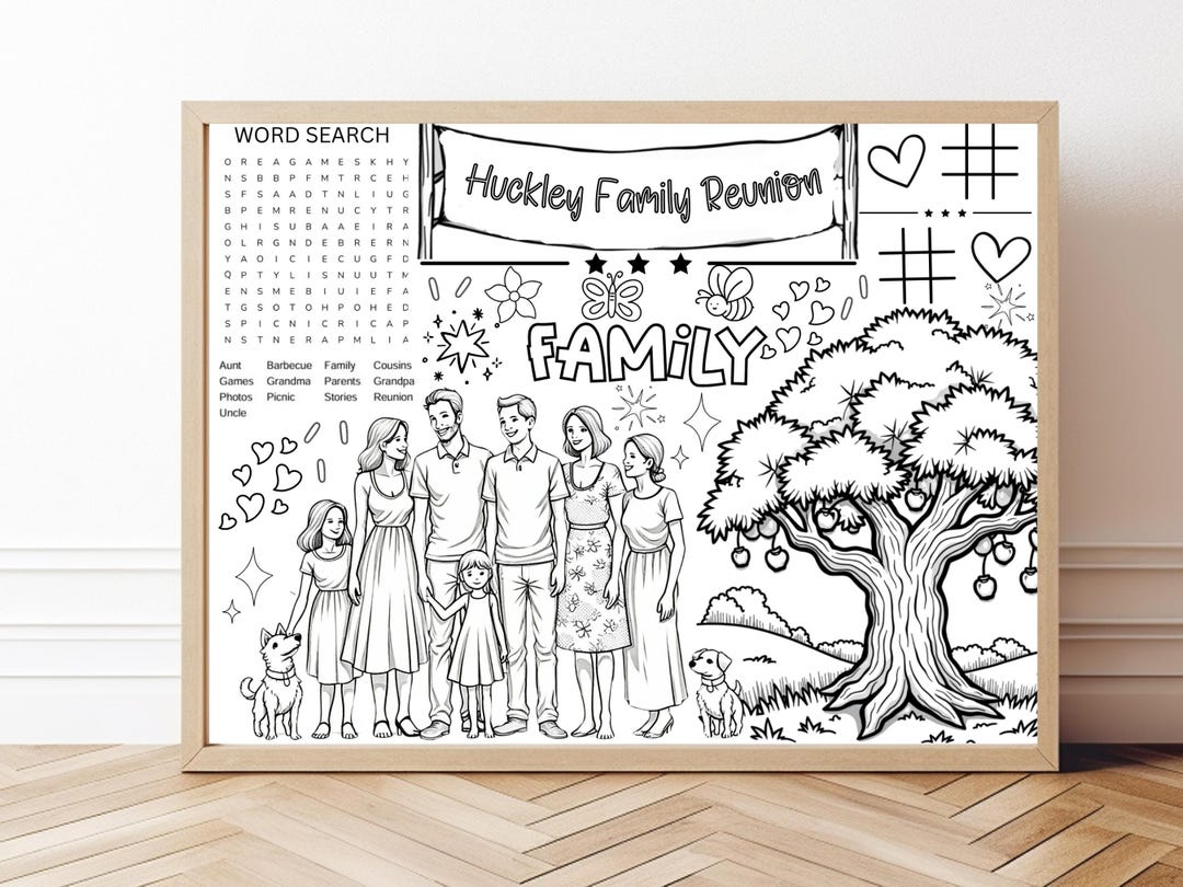 Family Reunion Coloring Page | Family Celebration Table Activity ...