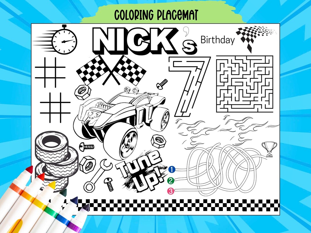 Big Wheel Cars Coloring Page for Kids Coloring Sheet Table Party ...