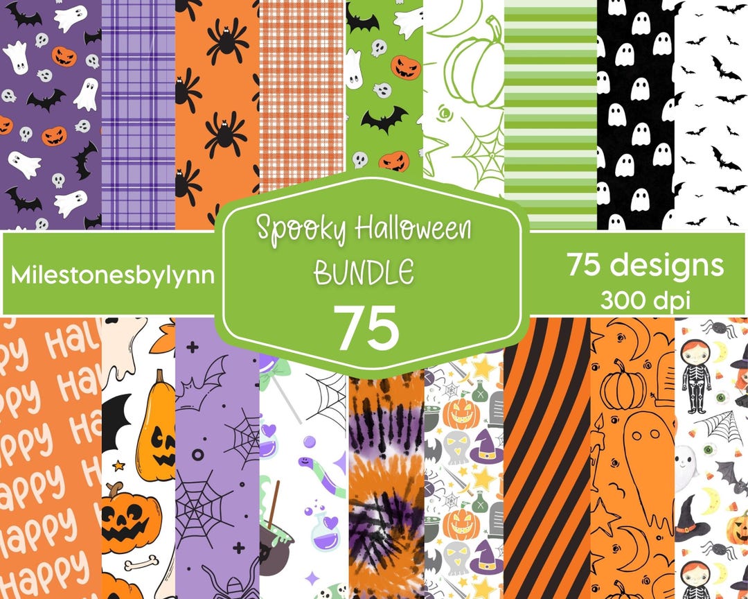 Halloween Digital Paper Pack 75 Halloween Digital Backgrounds Spooky ...