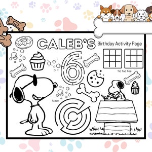 Snoopy Coloring Page,activity for Kids,custom Kids Activity Sheet ...