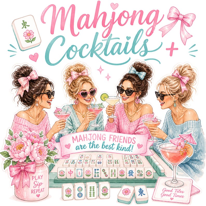 Mahjong Girl Summer Can Cooler, Mahjong Drink Sleeve, Neoprene Can ...