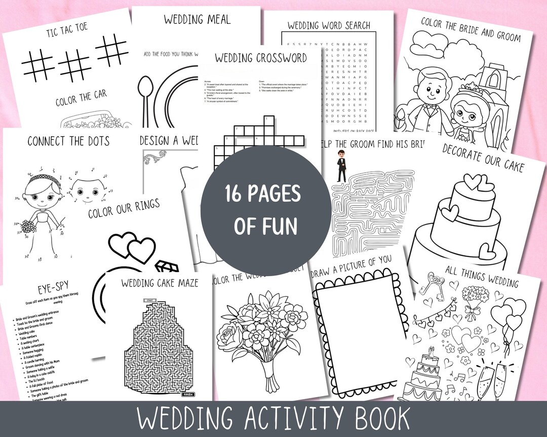 Wedding Activity Book for Kids – Coloring Pages & Games (printable ...
