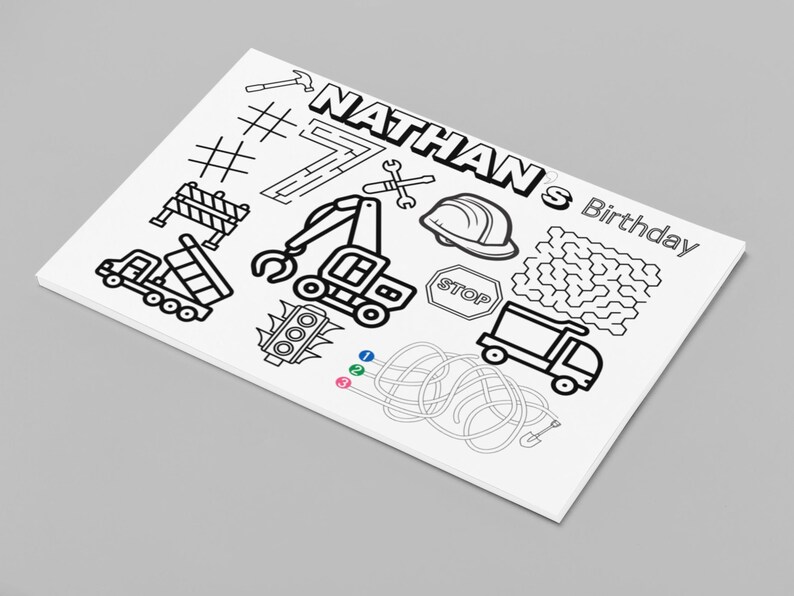 Construction Coloring Page Kids Activity Sheet Construction Themed ...
