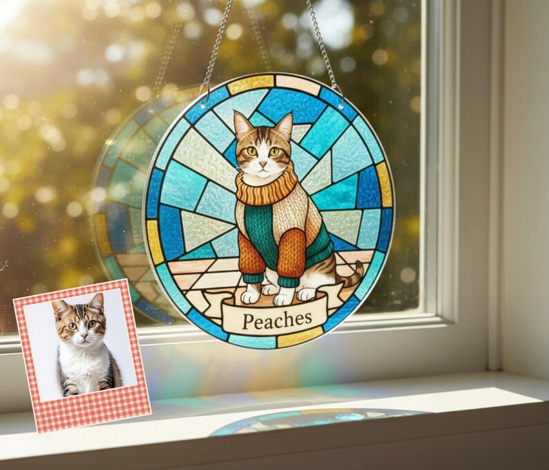 Custom Pet Suncatcher | Faux Stained Glass Acrylic Pet Portrait ...