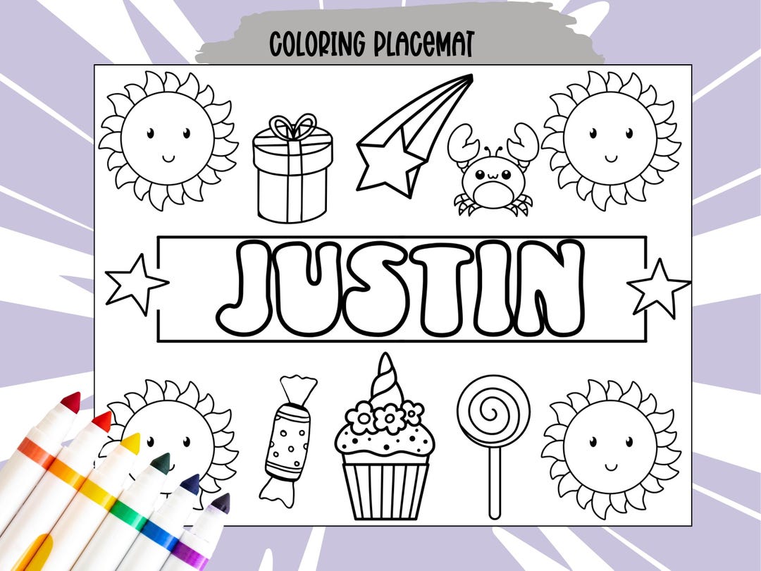 Custom Name Coloring Page Custom Coloring Placemat Coloring Page for ...