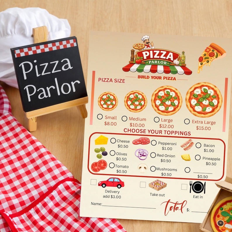 Pizza Shop Pretend Play Printable | Kids Pizza Order Sheet | Play ...