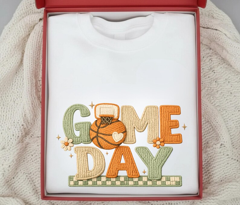 Game Day Basketball PNG, Faux Crochet Sports Design, Basketball Mom ...