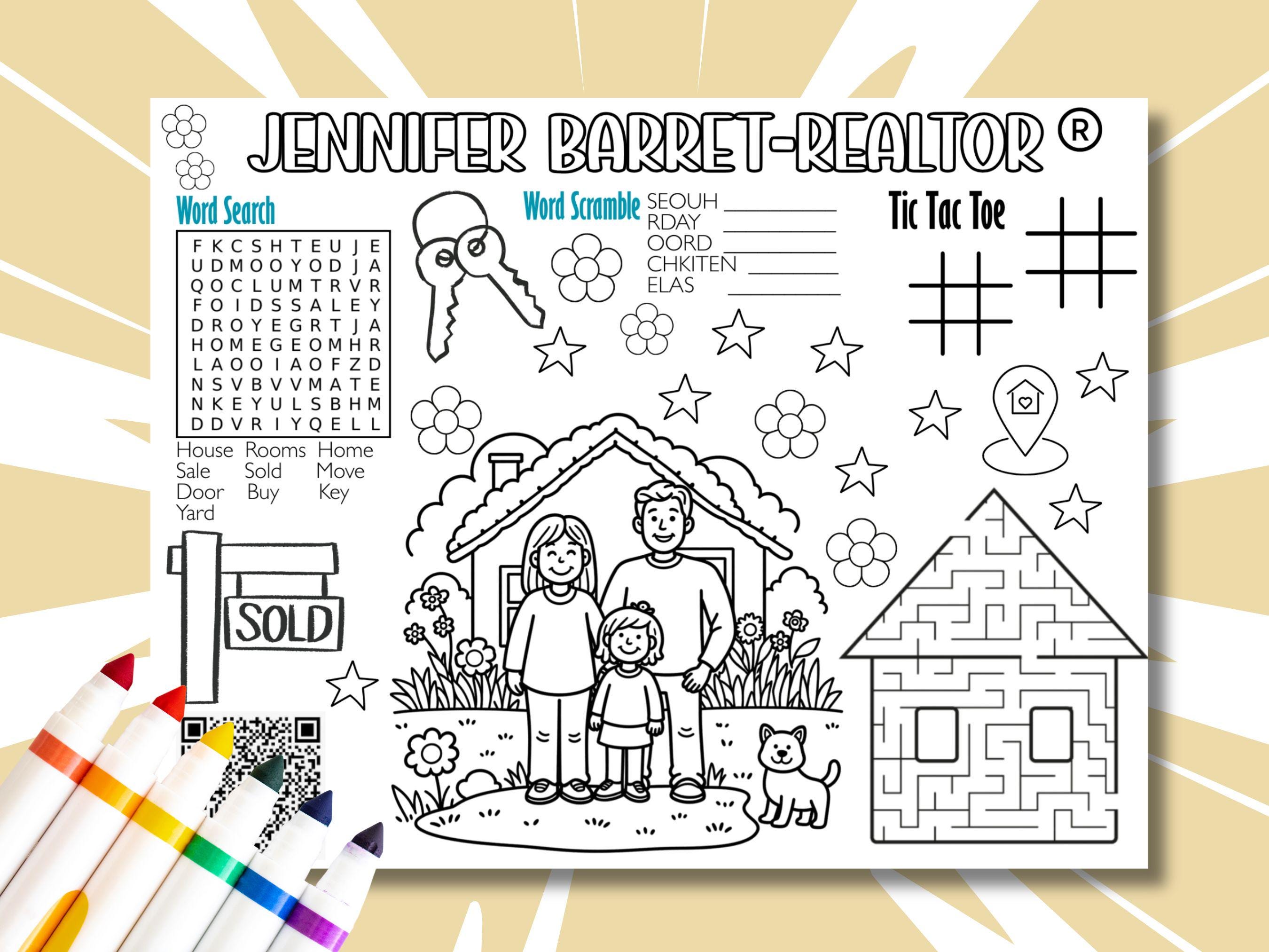 Personalized Realtor Coloring Page – Open House Kids Activity - Etsy