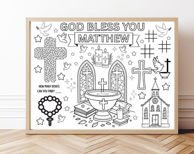 Christening, Baptism Coloring Pages, Confirmation Activity Sheets, Kids ...
