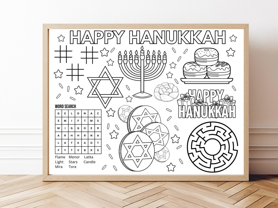 Hanukkah Coloring Page Printable Activity for Kids Festive Holiday ...