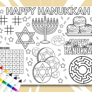 Hanukkah Coloring Page Printable Activity for Kids Festive Holiday ...