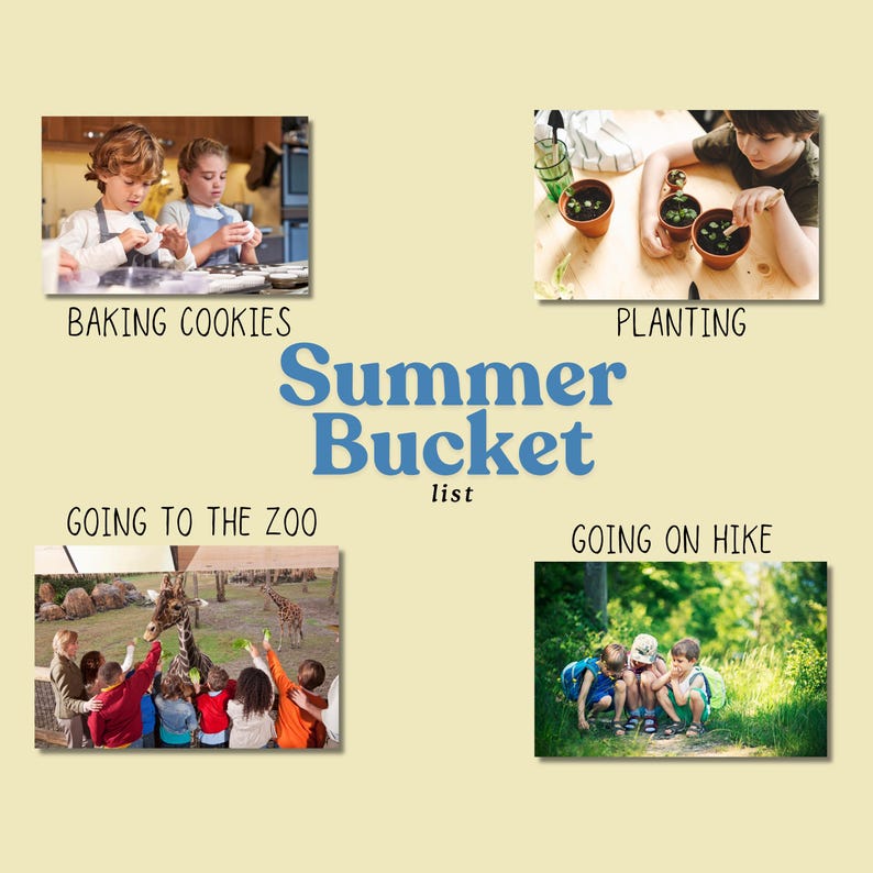 Editable Summer Bucket List Calendar for Kids, Canva Template ...