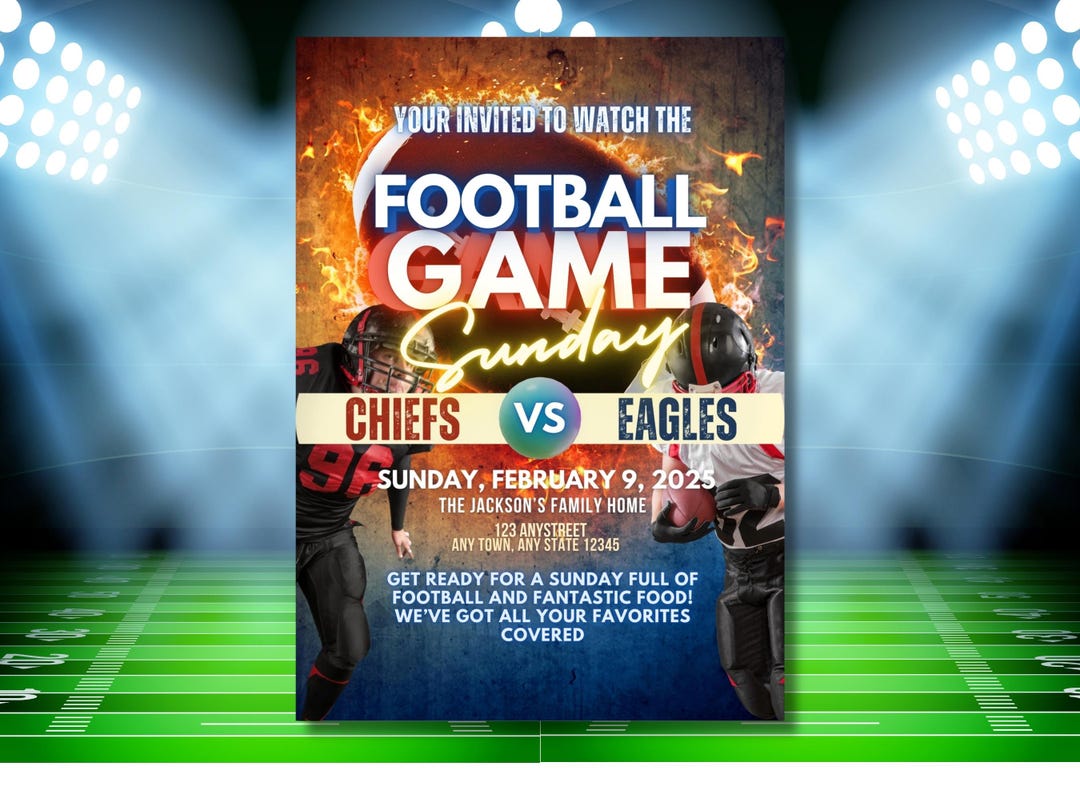 Football Watch Party Evite, Game Day Invitation (digital Download) - Etsy