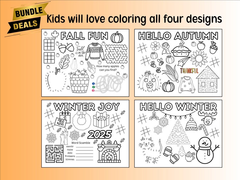 Fall Coloring, Printable Fall Coloring Placemats, Fall Activities ...