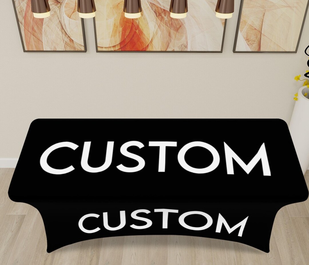Custom Stretch Table Cover With Logo | Personalized Vendor Table Cover ...