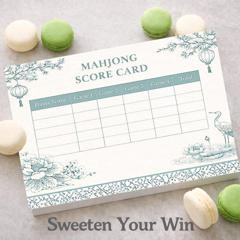 Mahjong Score Sheet Pad | Green Game Scorecard for Friends | Mahjong ...