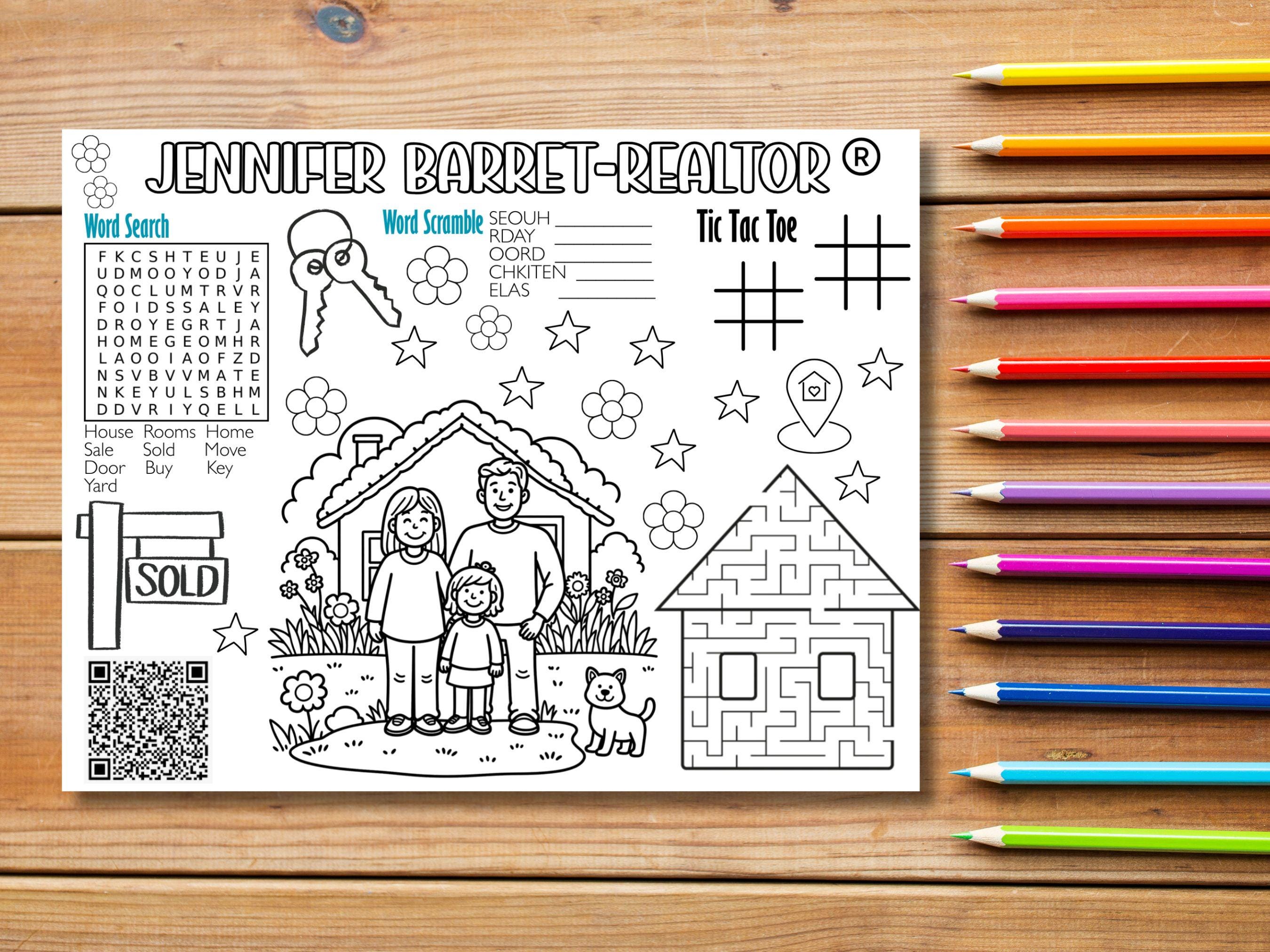 Personalized Realtor Coloring Page – Open House Kids Activity - Etsy
