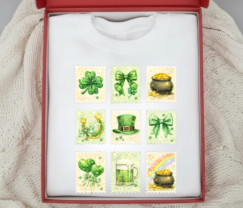 St. Patrick’s Day Stamp PNG | Lucky Clover and Leprechaun Clipart ...