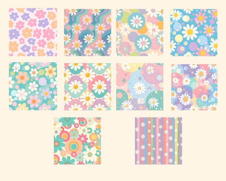 Retro Groovy Digital Paper | Pastel Theme Design | Baby Shower ...