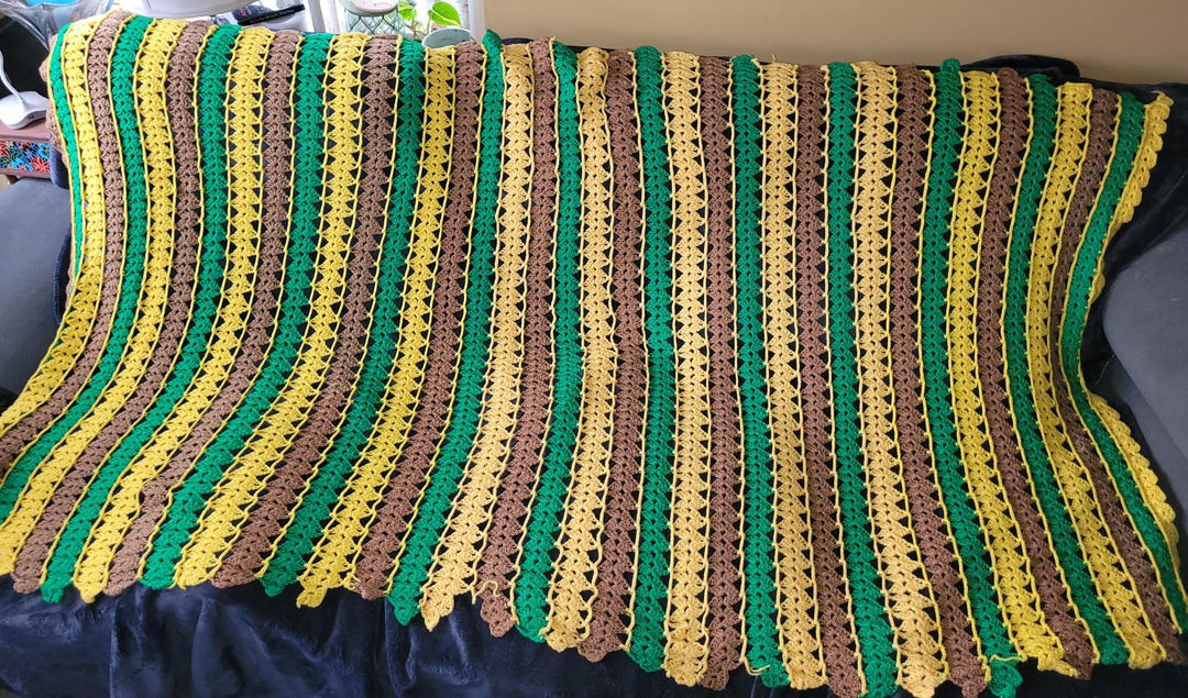 Knitted Crochet MCM Throw Blanket Afghan - Etsy