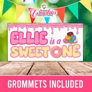 Donut Sweet One Party Banner Birthday Girl Sweet One 1st Birthday Cute ...