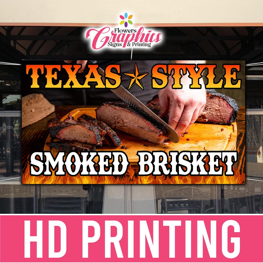 Smoked Brisket Texas Style Custom Sign Banner, Customizable ...