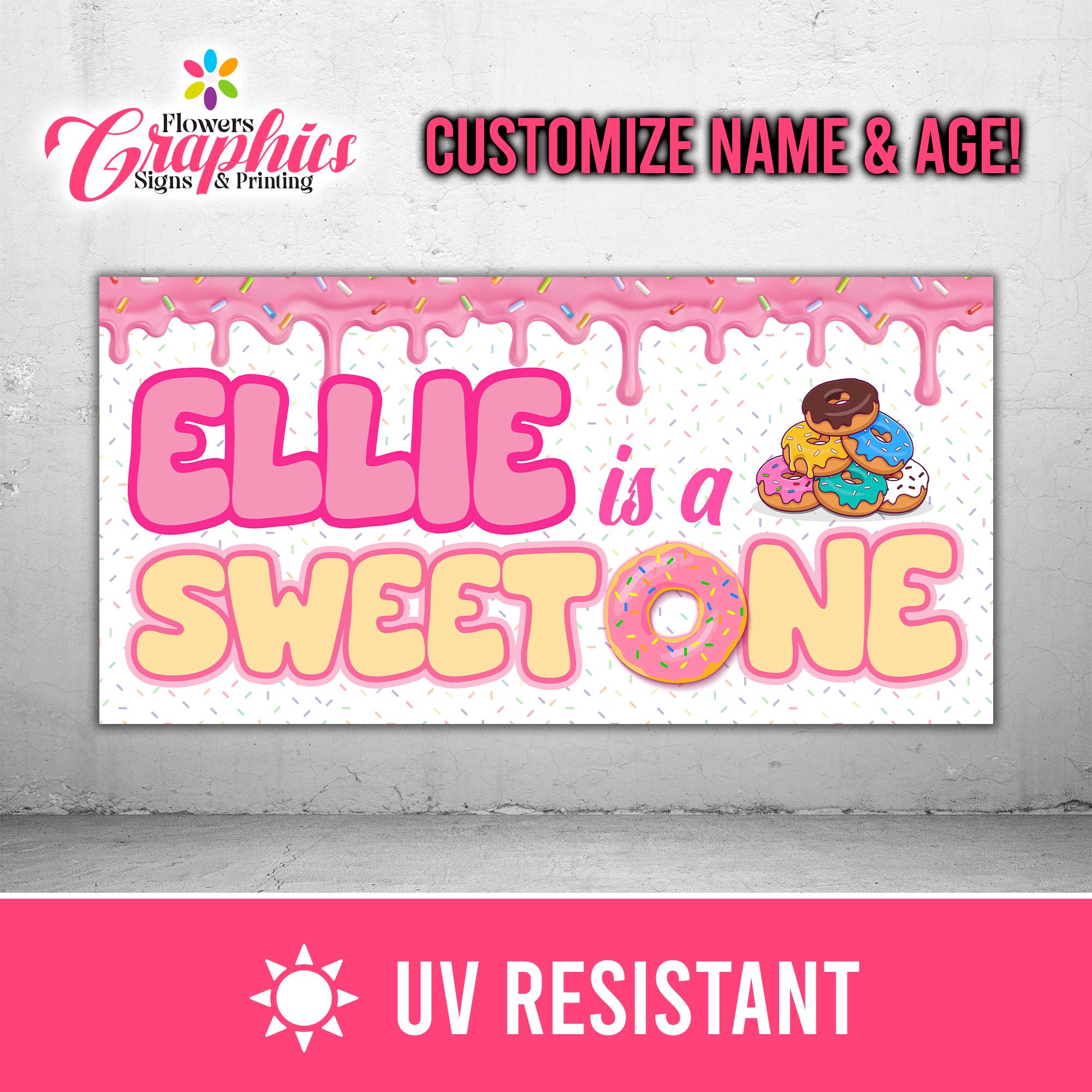 Donut Sweet One Party Banner Birthday Girl Sweet One 1st Birthday Cute ...
