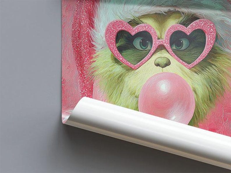 Green Monster Christmas Art Print: Retro Holiday Decor (digital ...