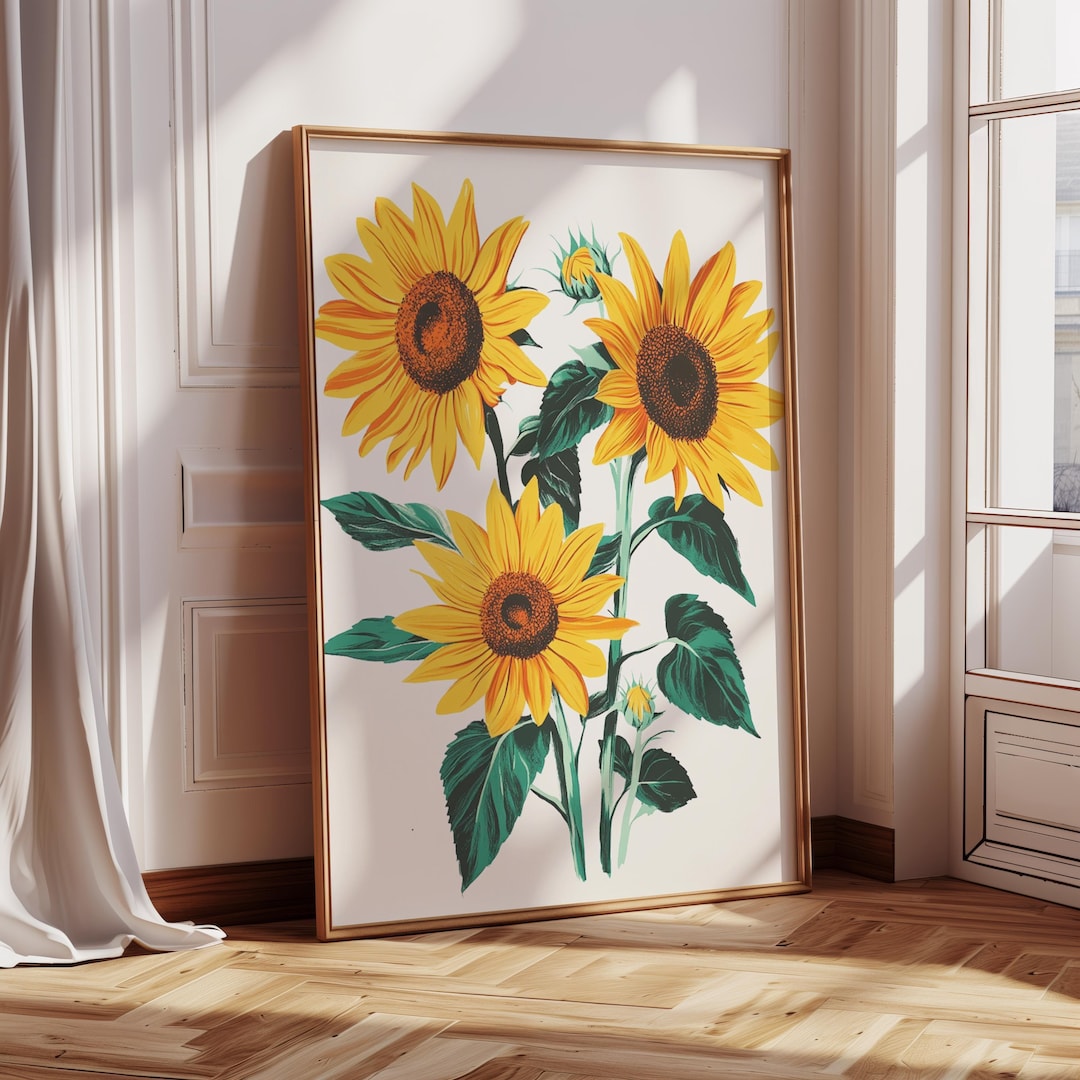 Sunflower Printable Wall Art Flower Print Colourful Poster Art Kitchen ...