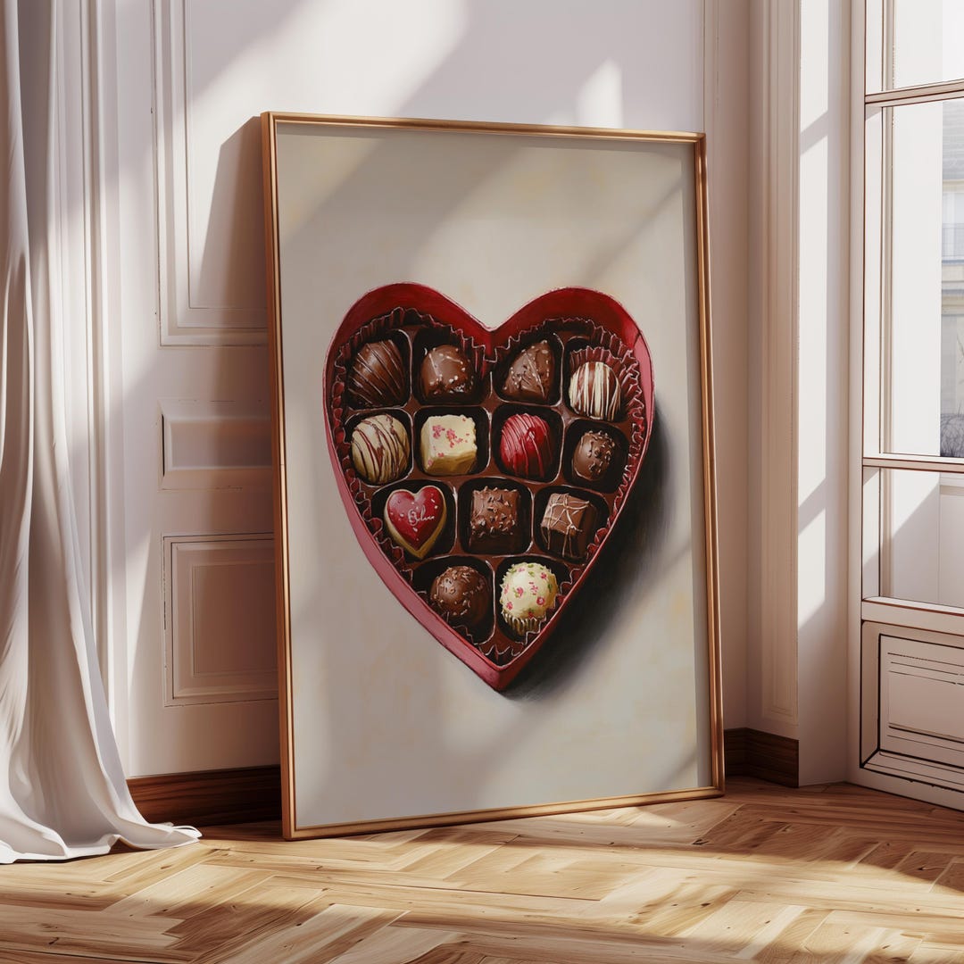 Chocolate Box Heart Art Print, Valentine's Day Decor (digital Download ...