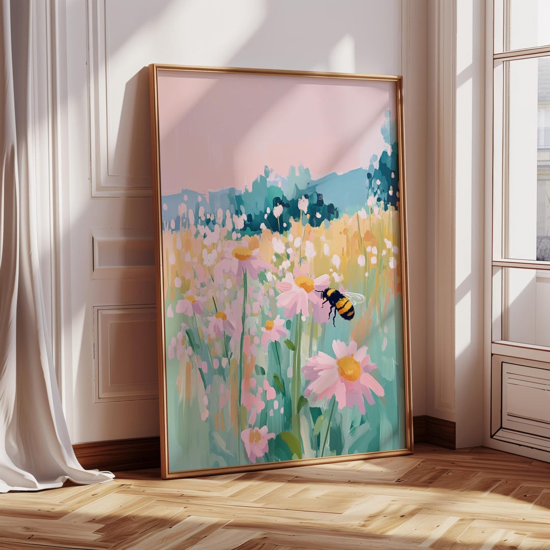 Pastel Wildflower Print: Spring Blooms & Bees Poster (digital Download ...
