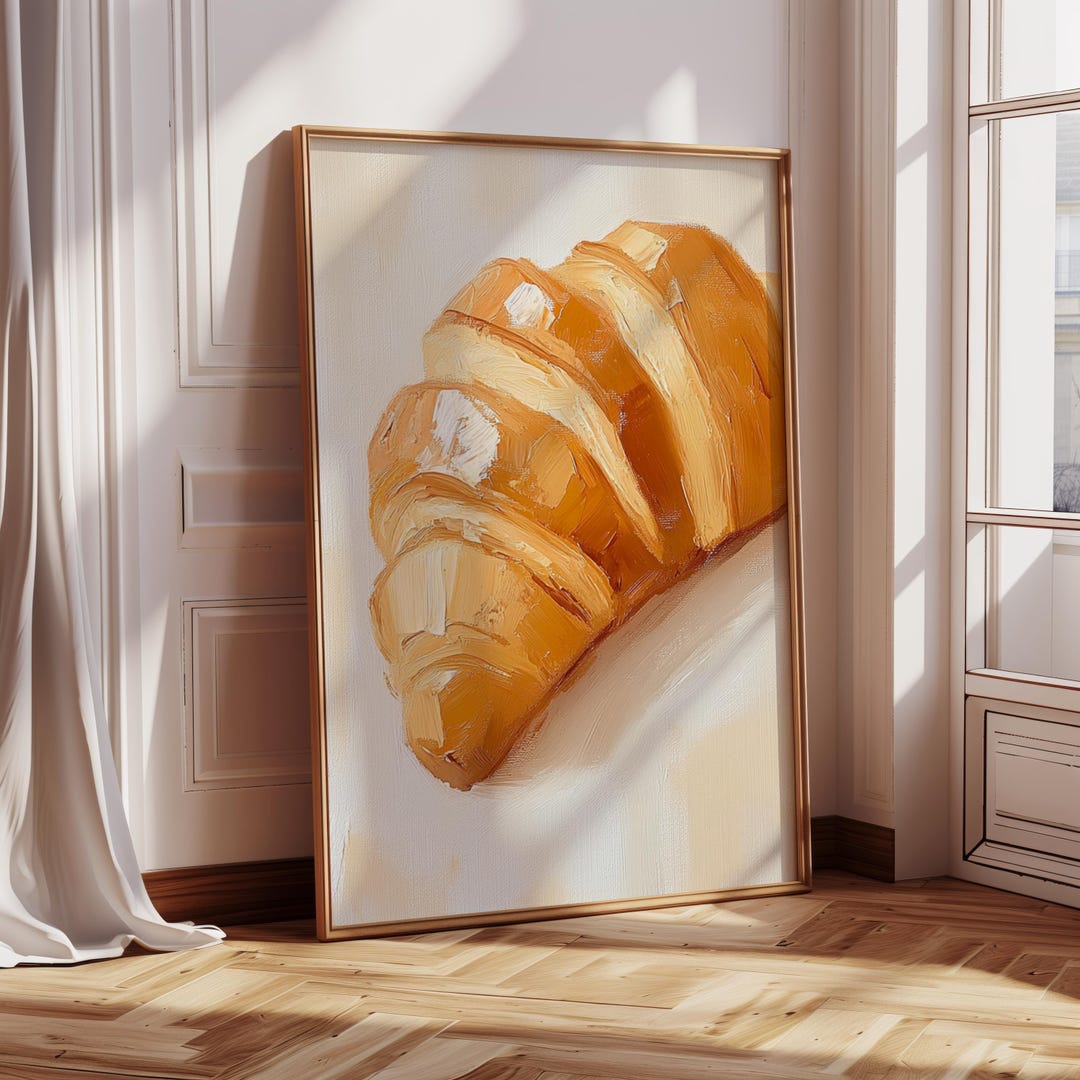 Croissant Art Print, Croissant Painting Poster, Trendy Food Kitchen ...