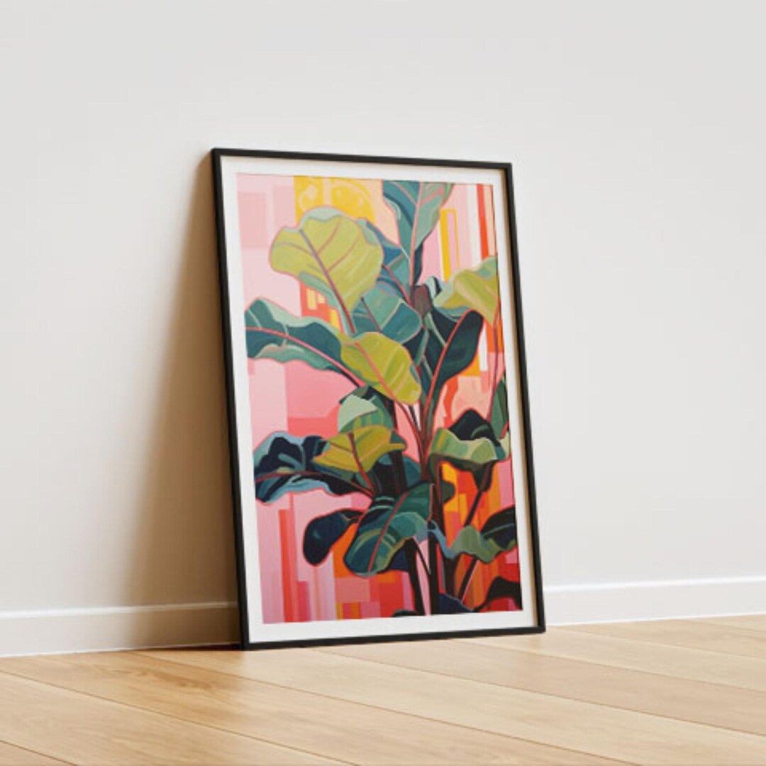 Vibrant Fig Tree Print: Pink Botanical Wall Art Rolled Poster - Etsy