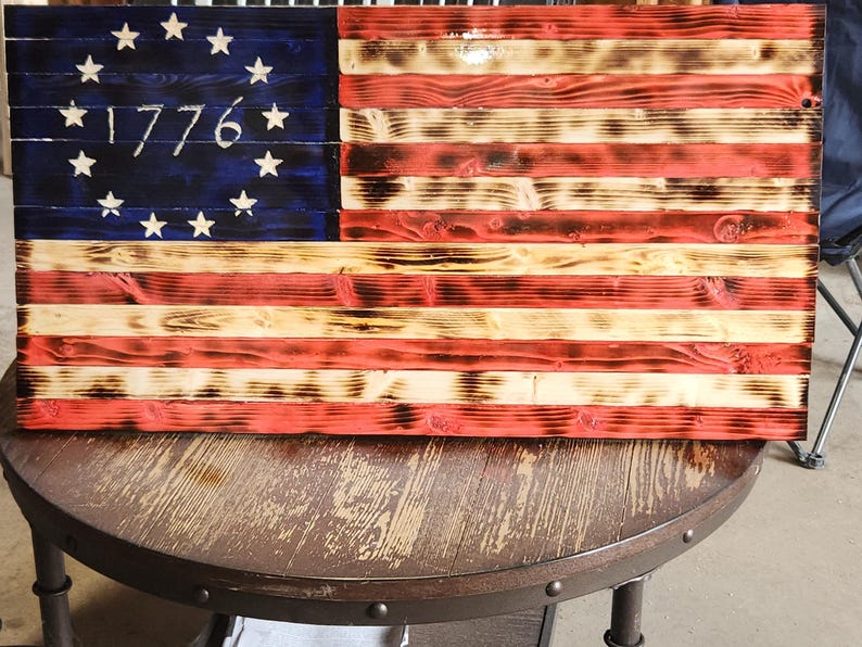 Handmade, Customizable Rustic Wood Flag - Etsy