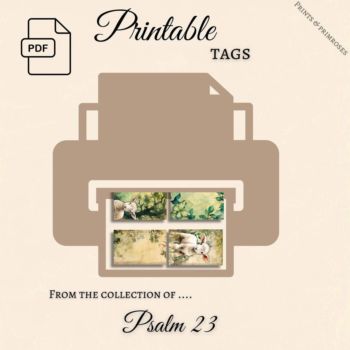 Psalm 23 Junk Journal Tags | Floral Bible Verse Ephemera (digital ...