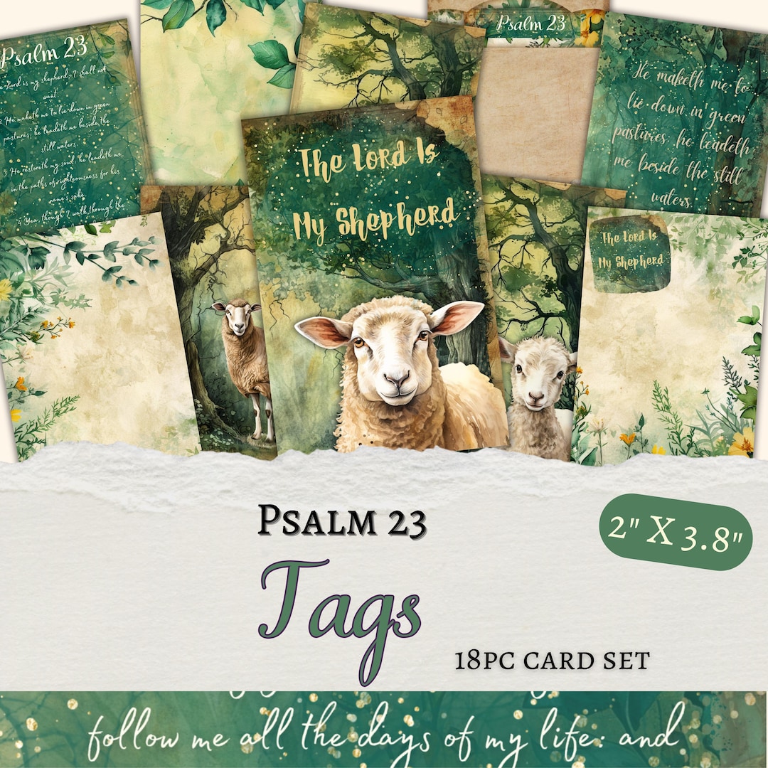 Psalm 23 Junk Journal Tags | Floral Bible Verse Ephemera (digital ...