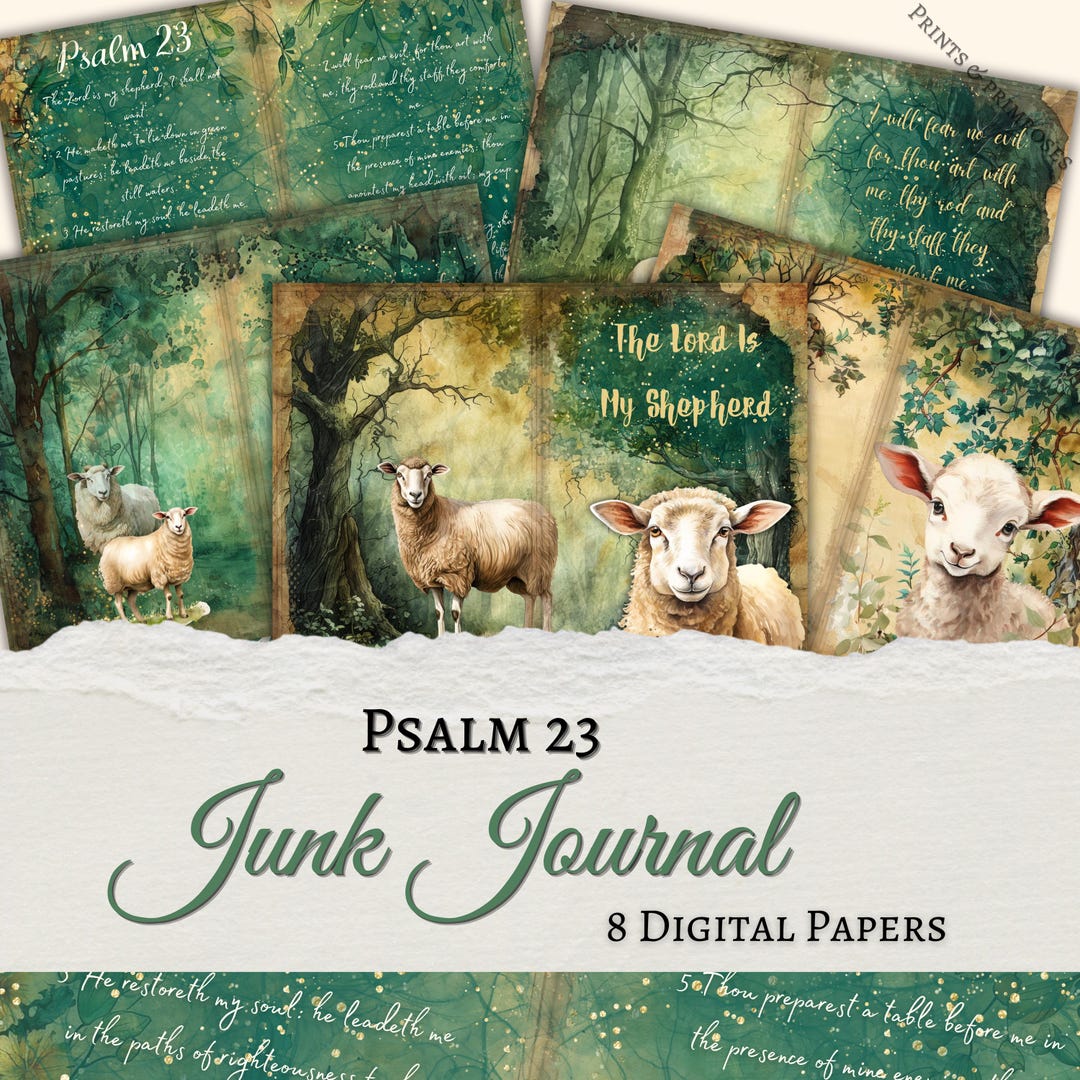 Psalm 23 Junk Journal Kit | Scripture Ephemera (digital Download) - Etsy