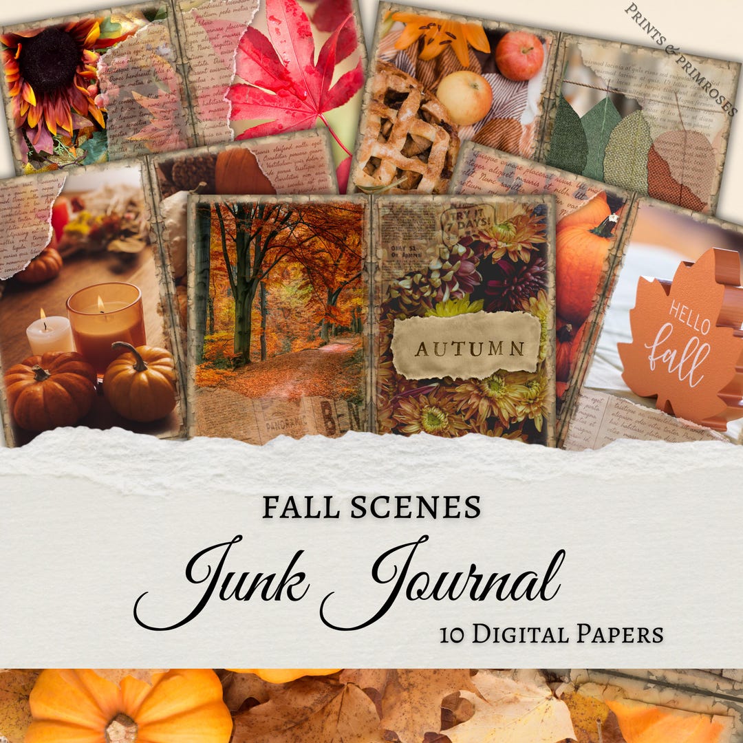 Autumn Junk Journal Kit | Cozy Fall Pages | Digital Scrapbook ...