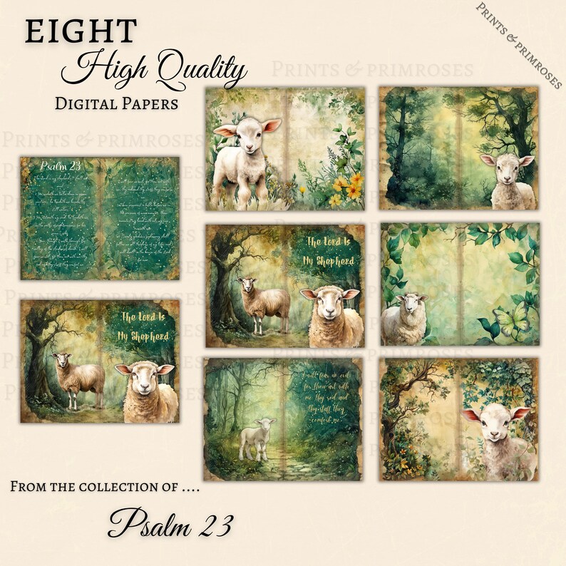Psalm 23 Junk Journal Kit | Scripture Ephemera (digital Download) - Etsy
