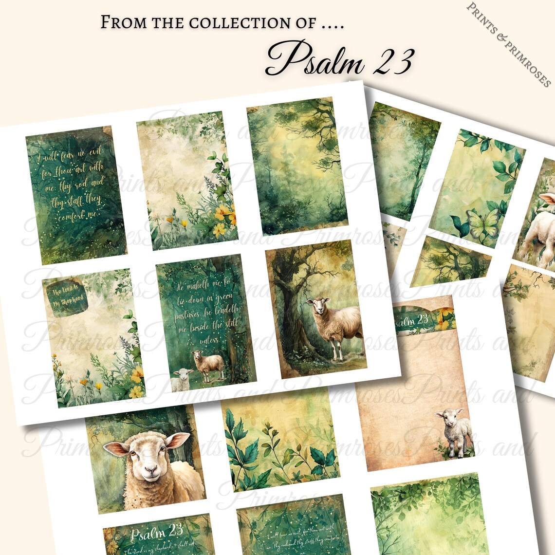 Psalm 23 Junk Journal Tags | Floral Bible Verse Ephemera (digital ...