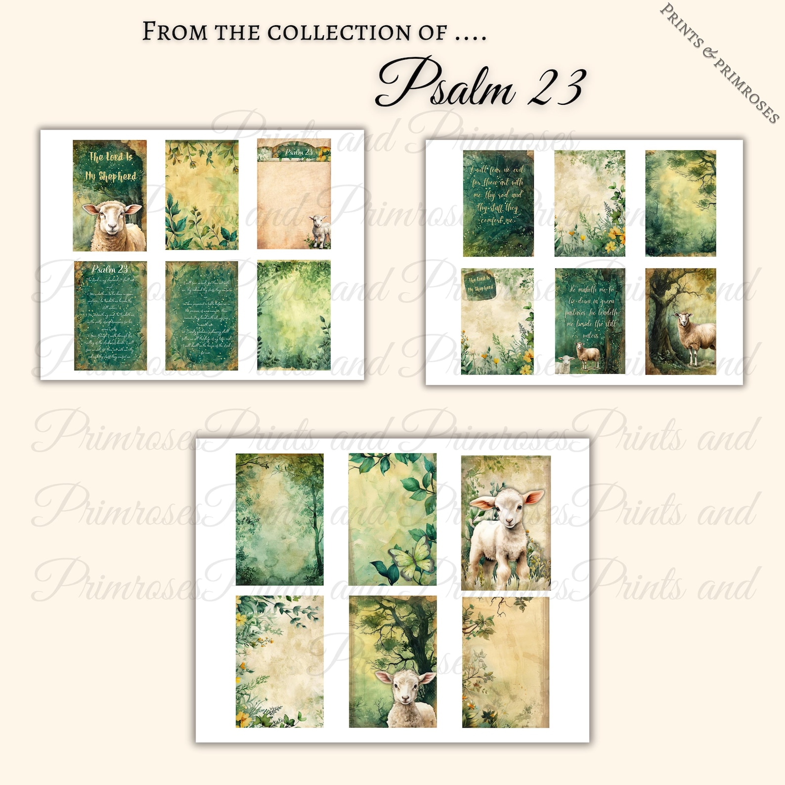 Psalm 23 Junk Journal Tags | Floral Bible Verse Ephemera (digital ...