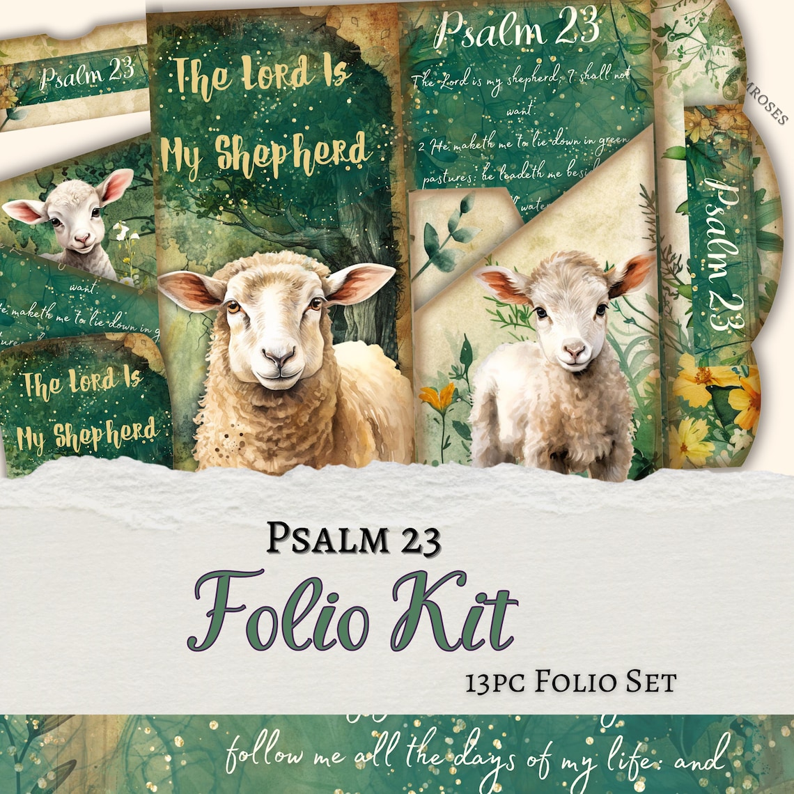 Psalm 23 Junk Journal Kit | Christian Gratitude Folio (digital Download ...