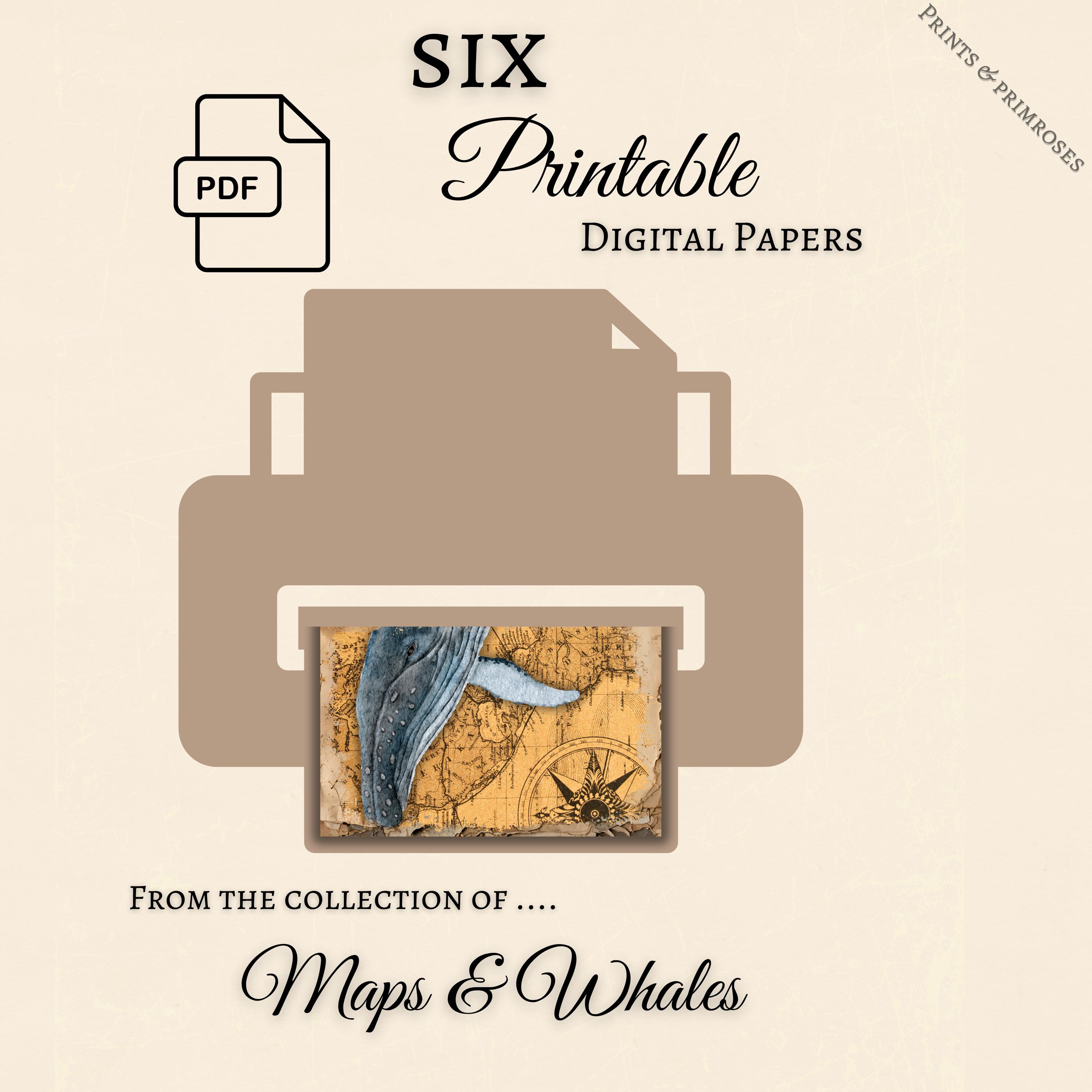 Maps and Whales | Printable Vintage Map Junk Journal Pages | Digital ...