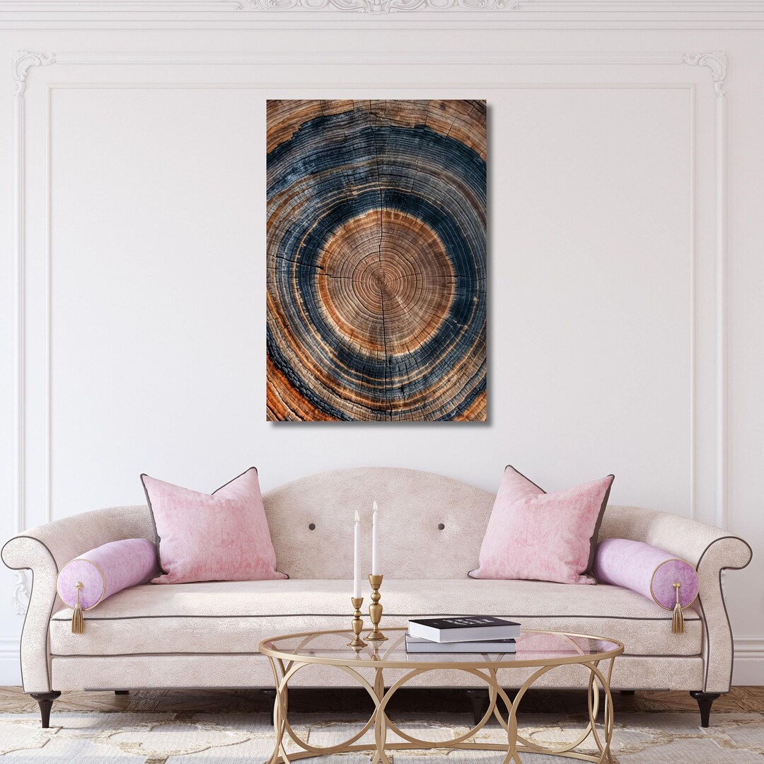 Colorful Tree Rings Canvas Print,elegant Natural Wall Art,wood Decor ...