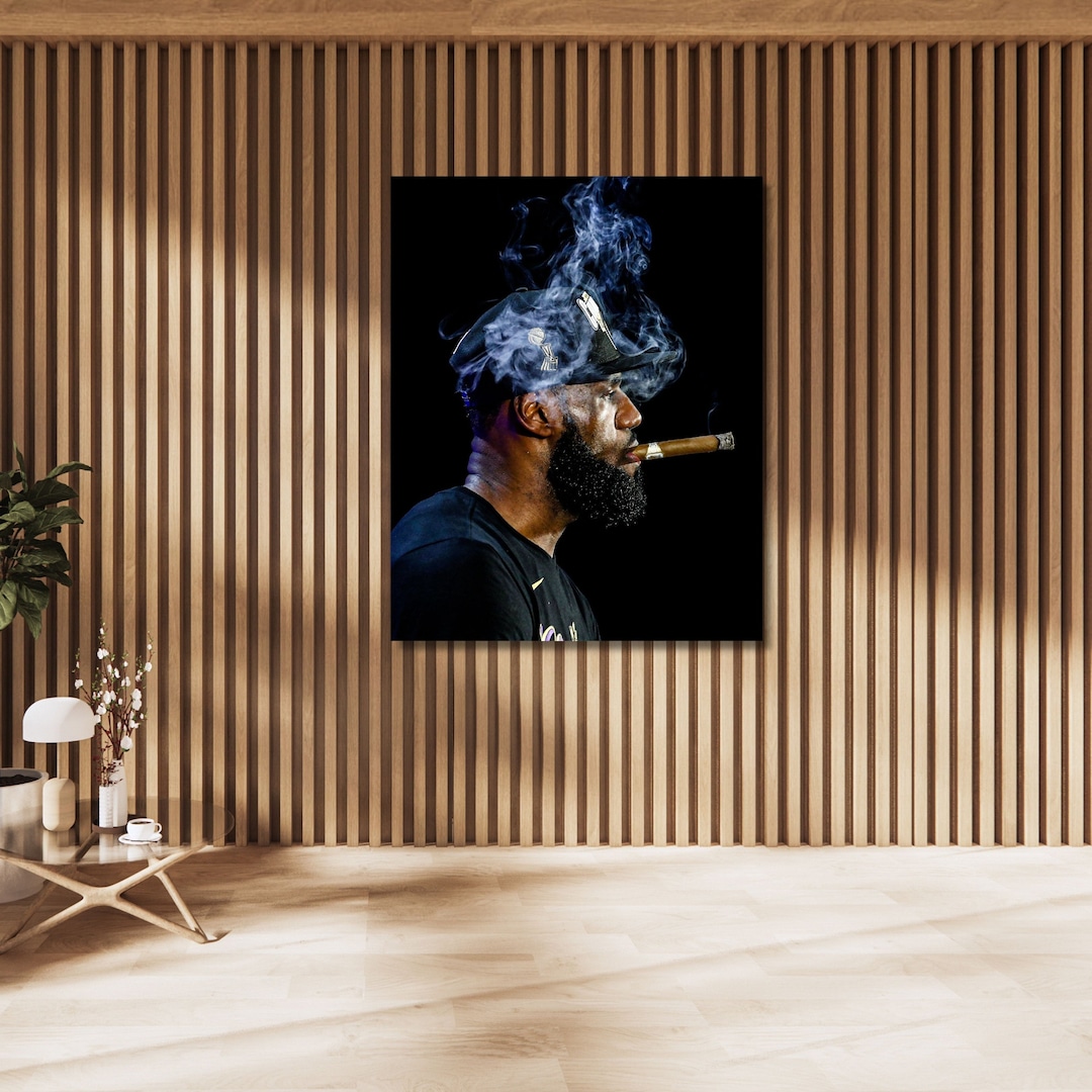 Lebron James Smoking a Cigar Canvas Poster Los Angeles Lakers ...