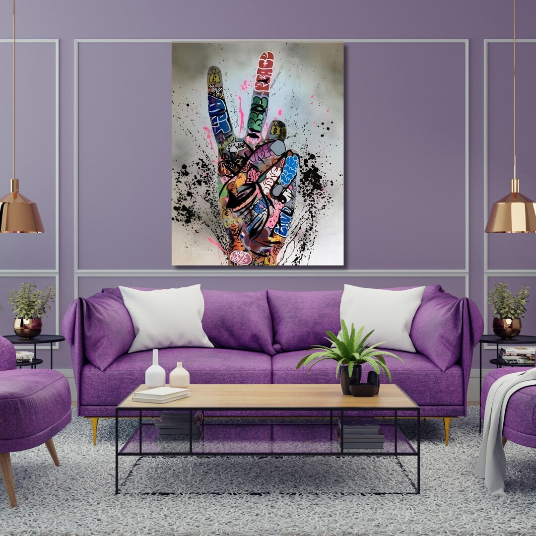 Banksy Victory Sign Graffiti Wall Decor,hand Gesture Poster,victory ...