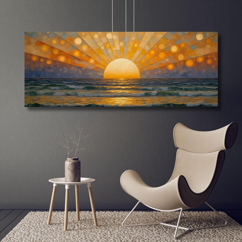Panoramic Sunrise and Sunset Ready to Hang Canvas,long Sunshine Bedroom ...
