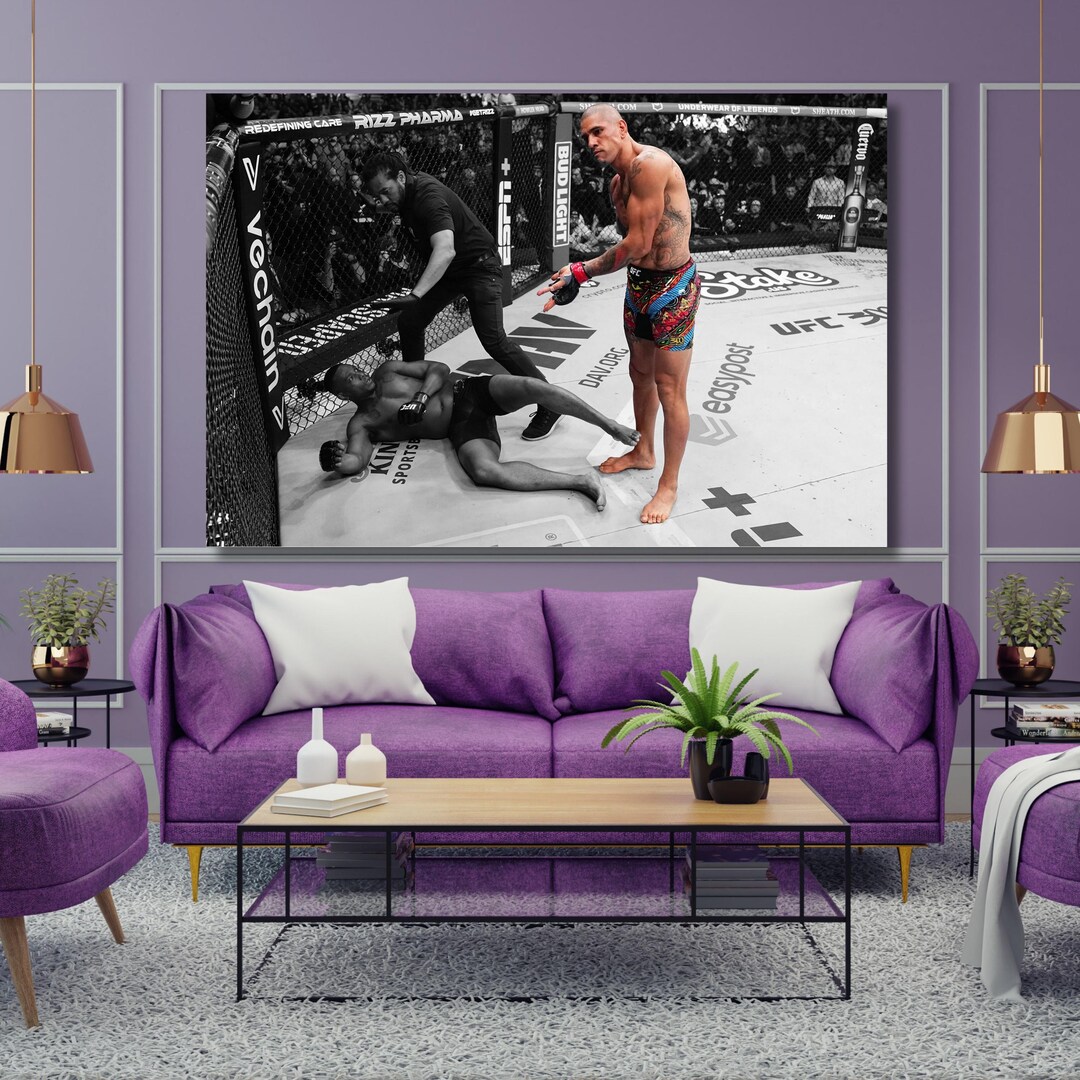 Alex Pereira After Knocking Out Jamahal Hill at UFC 300 Canvas Wall Art ...