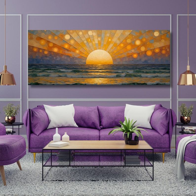 Panoramic Sunrise and Sunset Ready to Hang Canvas,long Sunshine Bedroom ...